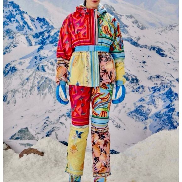 FARM Rio | Jackets & Coats | Sold Farm Rio Mixed Scarves Ski Puffer ...